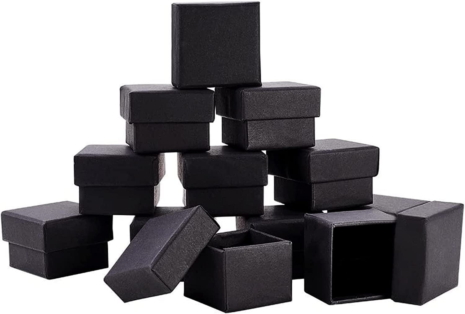 24 pc Kraft Paper Cardboard Jewelry Boxes Ring Box Square with Sponge ...