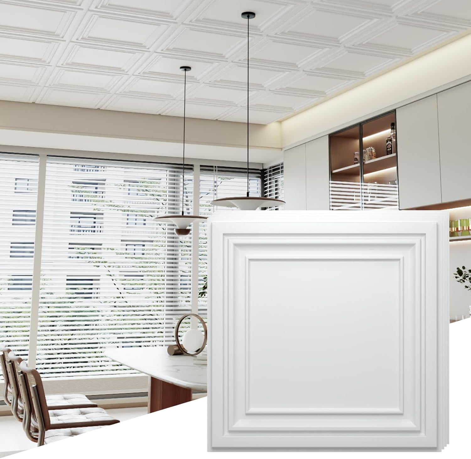24 pcs 2ft x 2ft Drop Ceiling Tiles, PVC Ceiling Panel White ...