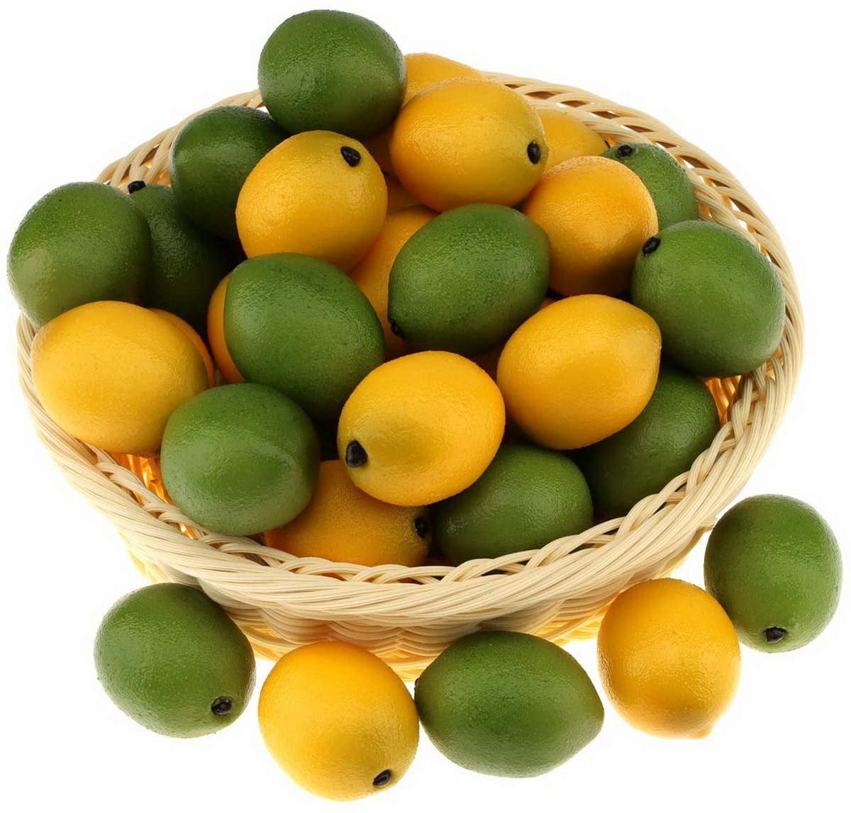 24 pcs Artificial Lemons and Limes for Decoration Fake Fruit Realistic ...