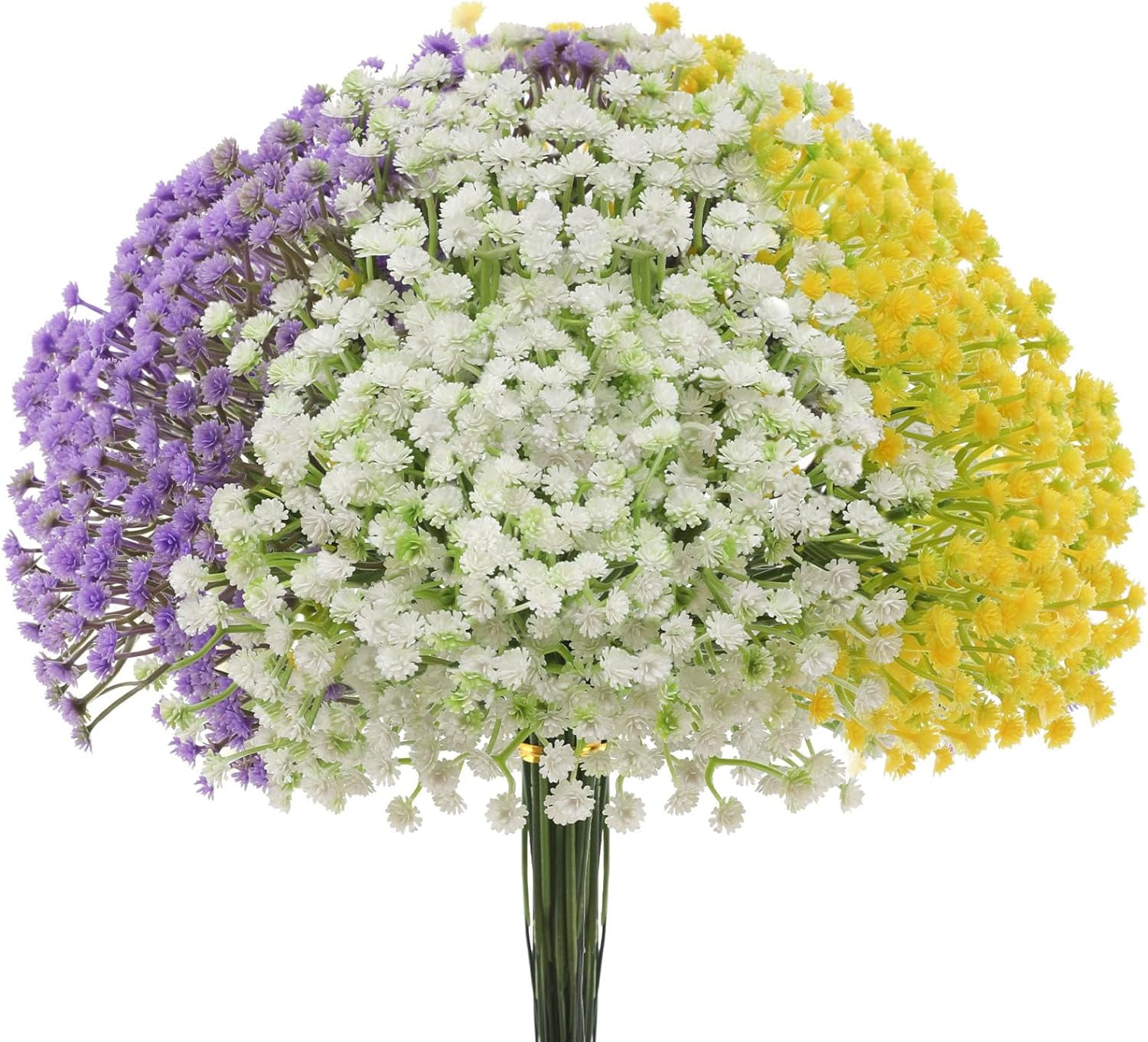 24 pcs Baby Breath Flowers White Gypsophila Bouquets, Real Touch Purple Fake Flowers UV ...