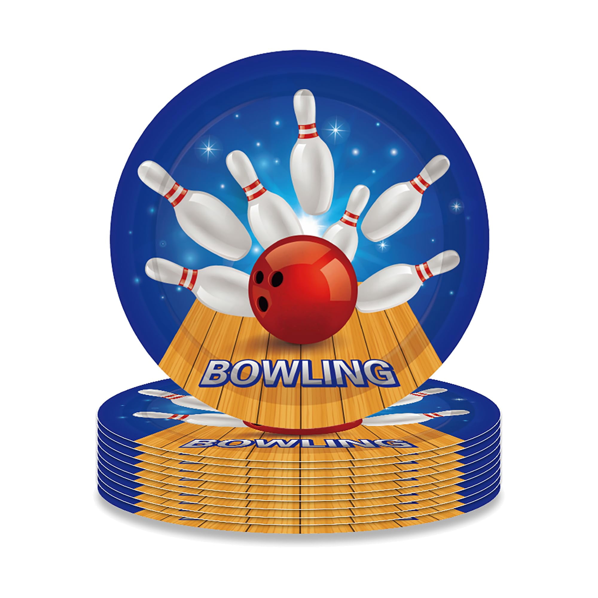 24 pcs Bowling Party IFF17 Plates 7" Bowling Paper Plates Bowling Party ...