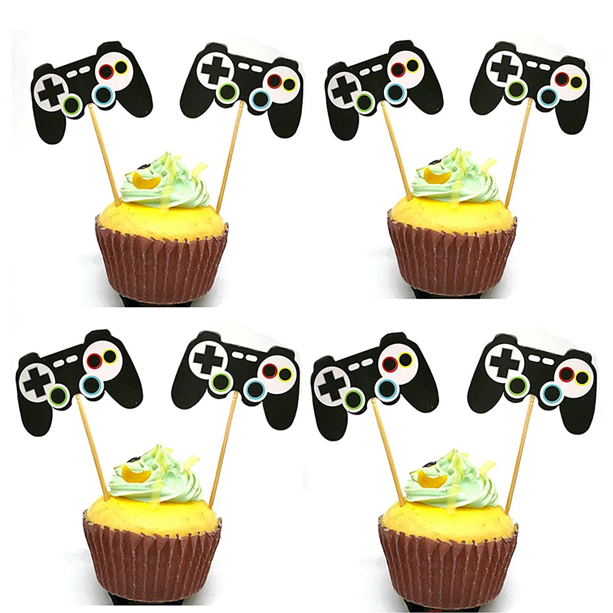 24 pcs Cake Toppers Video Game Controllers Cupcake Toppers-Gamepad Cake ...