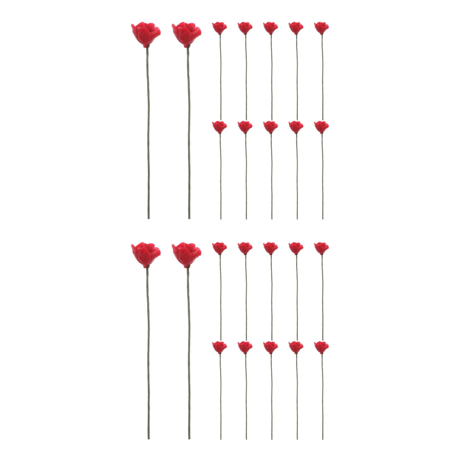 24 pcs Faux Rose Flower Arrangement for Vase Dollhouse Miniatures 1:12 ...