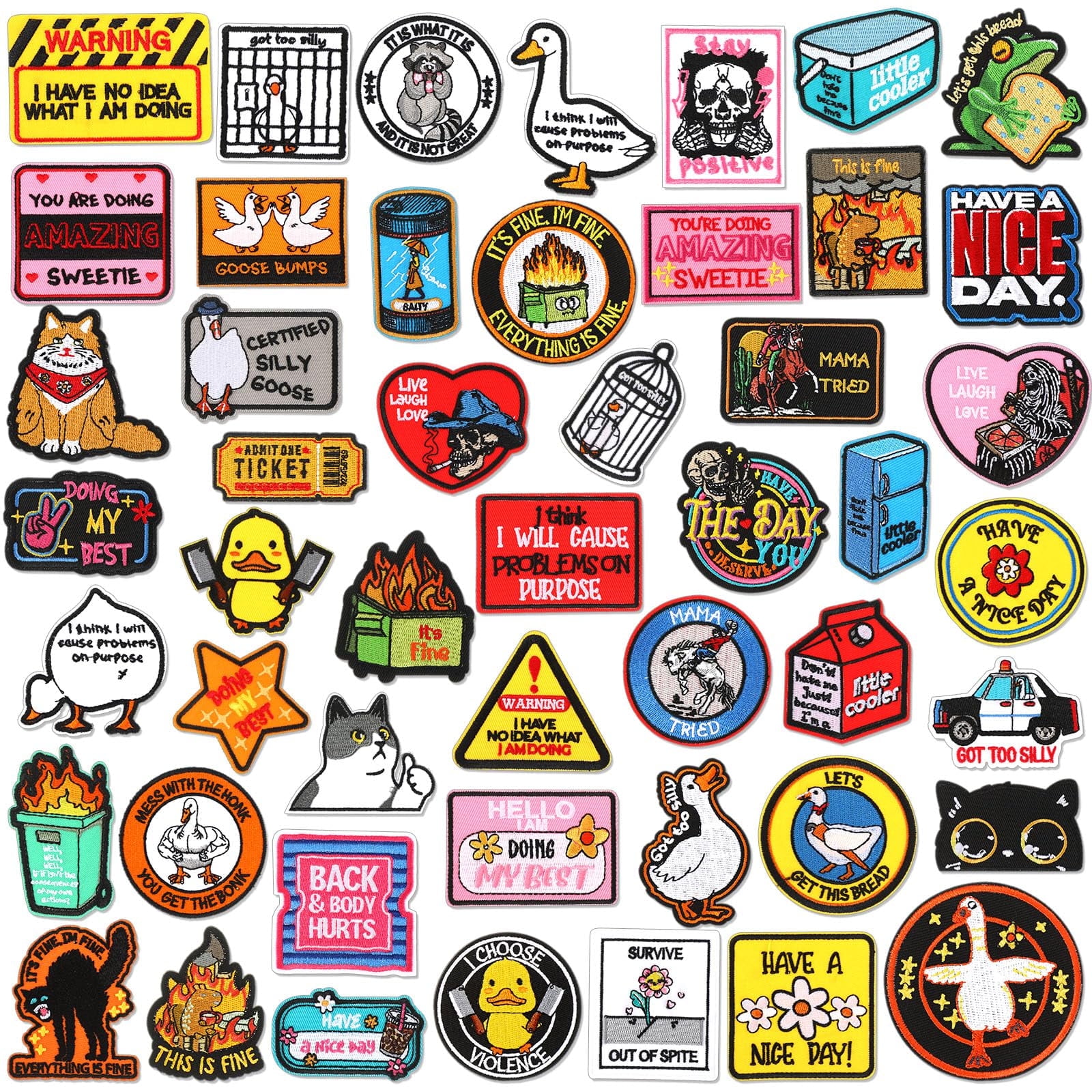 24 pcs Fun Iron-On Patches with Cartoon Style Sewing, Colorful Styles ...