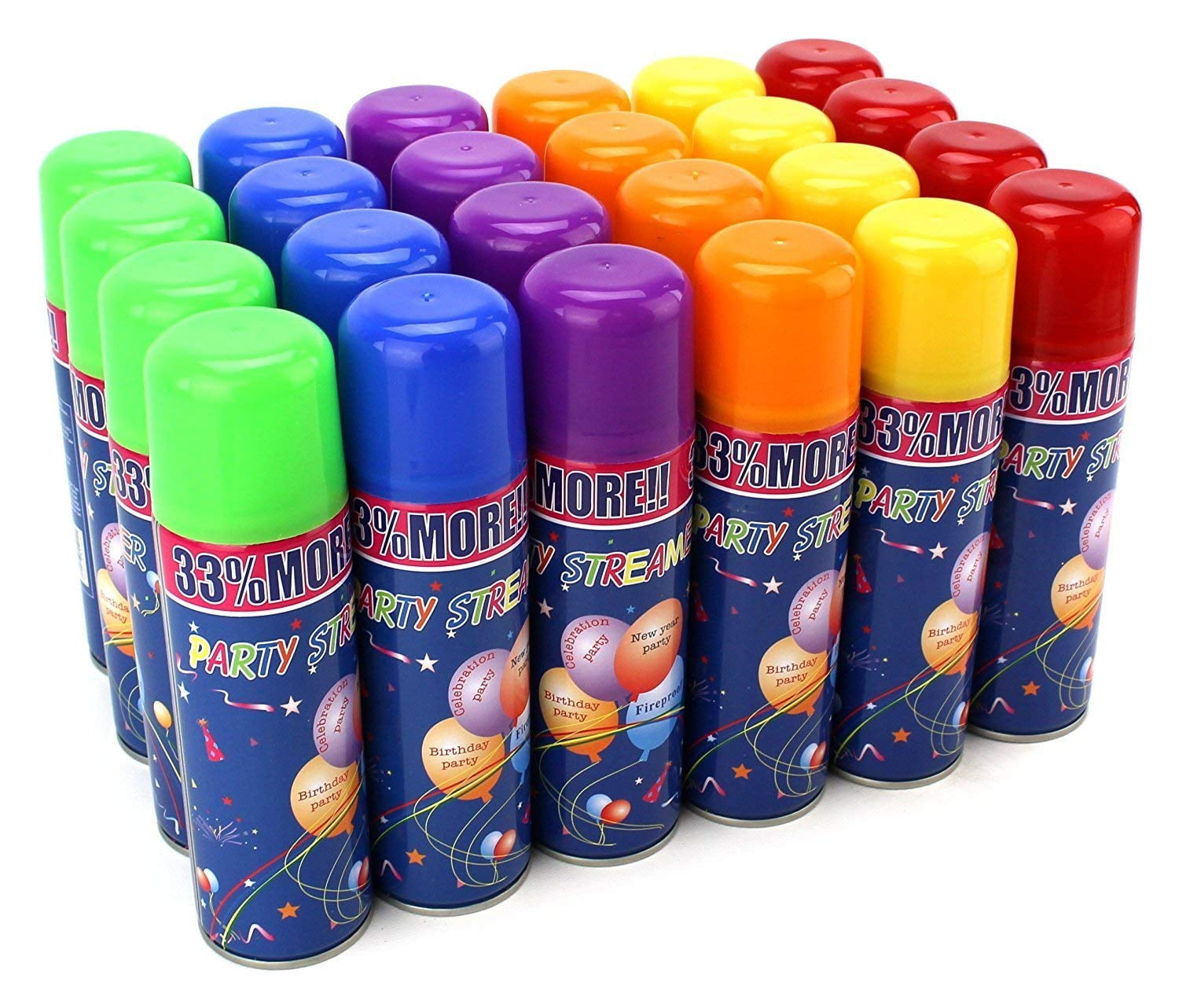24 pcs Pack of TI12 Fun Party Streamer Spray String In A Can for ...
