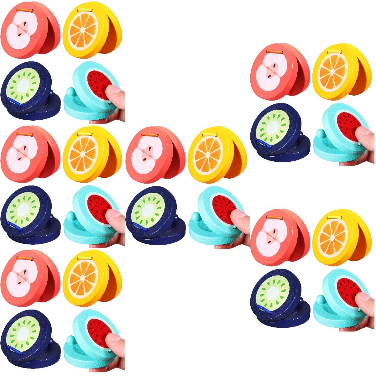 24 pcs Finger Castanets Wooden Percussion Instrument Cartoon Castanets ...
