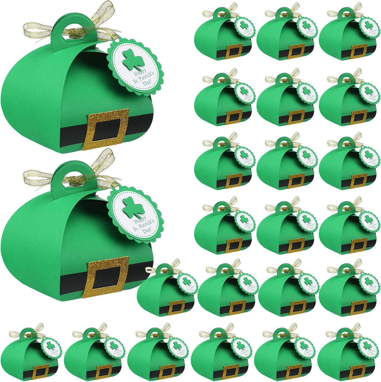 24 pcs St. Patrick's Day Treat Boxes with Ribbon and Tag Candy Cookie ...