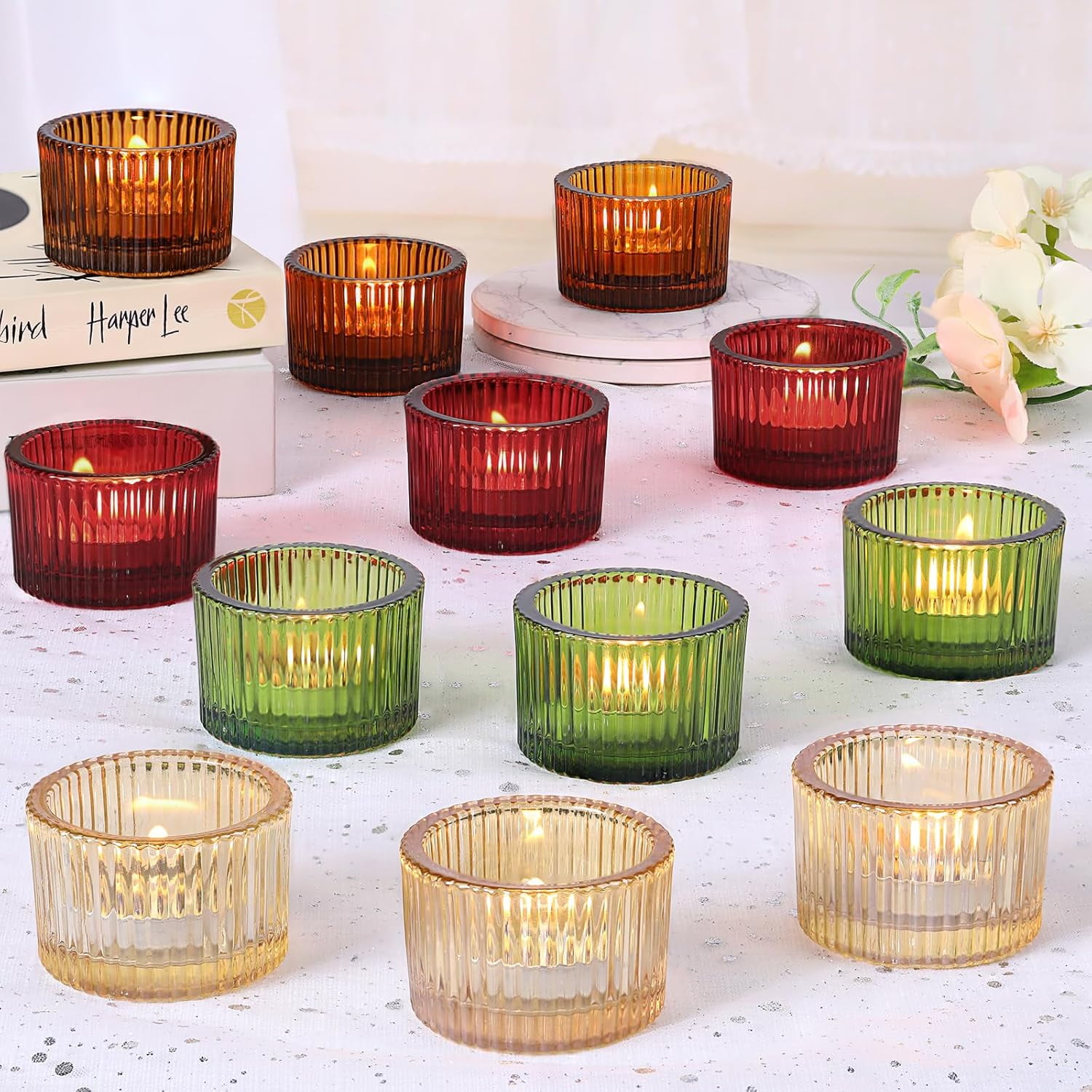 24 pcs Tealight Candle Holders, Multicolor Votive Tea Light Candle ...