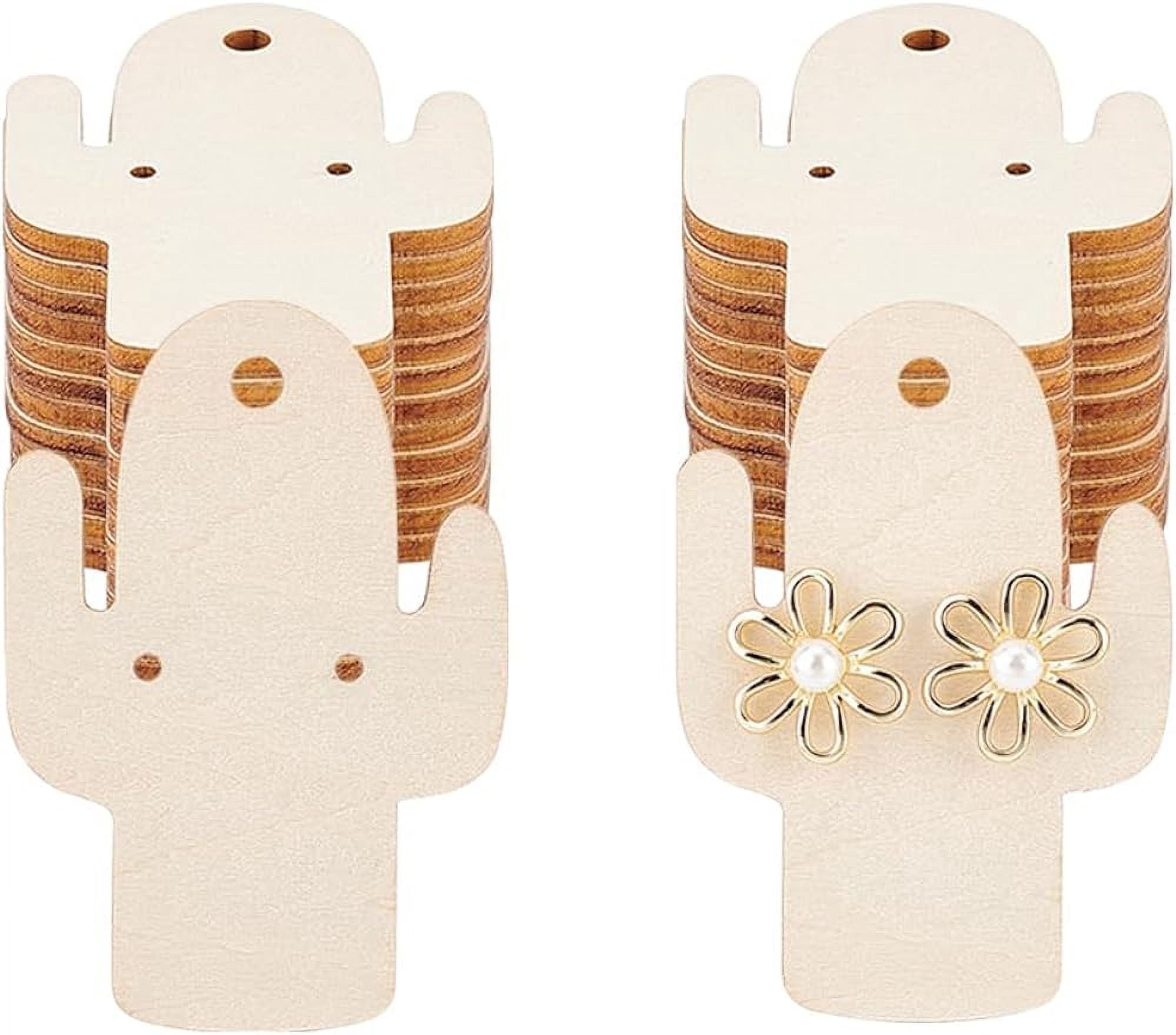 24 pcs Wooden Earring Display Cards with Hanging Hole Cactus Shape 2 ...