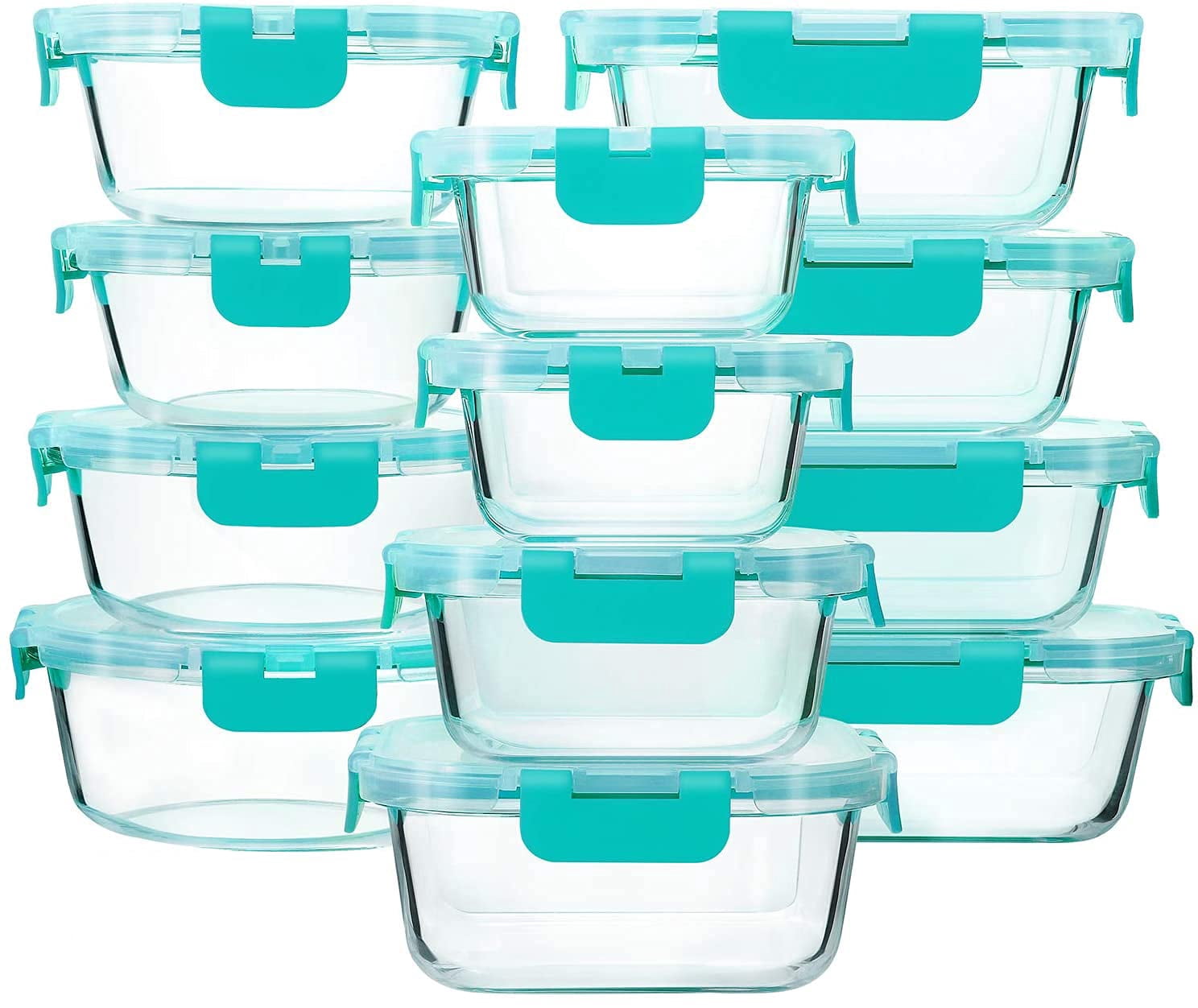 24-piece Green Glass Food Storage Container Meal Prep Set - Walmart.com