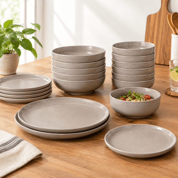 24-piece Plates And Set For 6 Stoneware Dinnerware Sets With Pasta Bowl ...