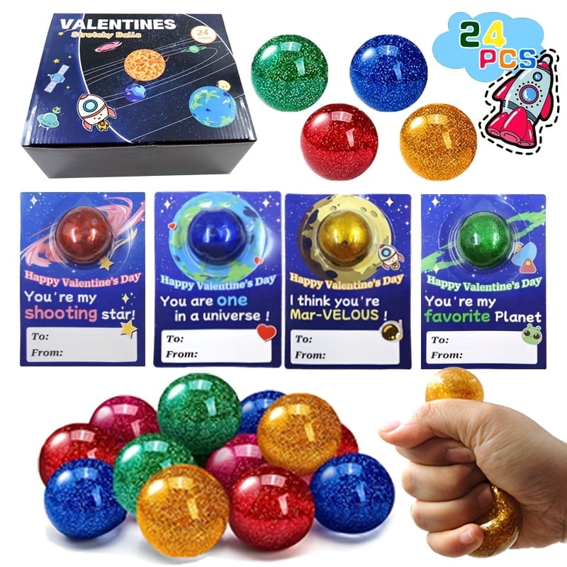 24-piece Valentine's Day Planet Gift Card Set with 24 Card Planet Toys ...