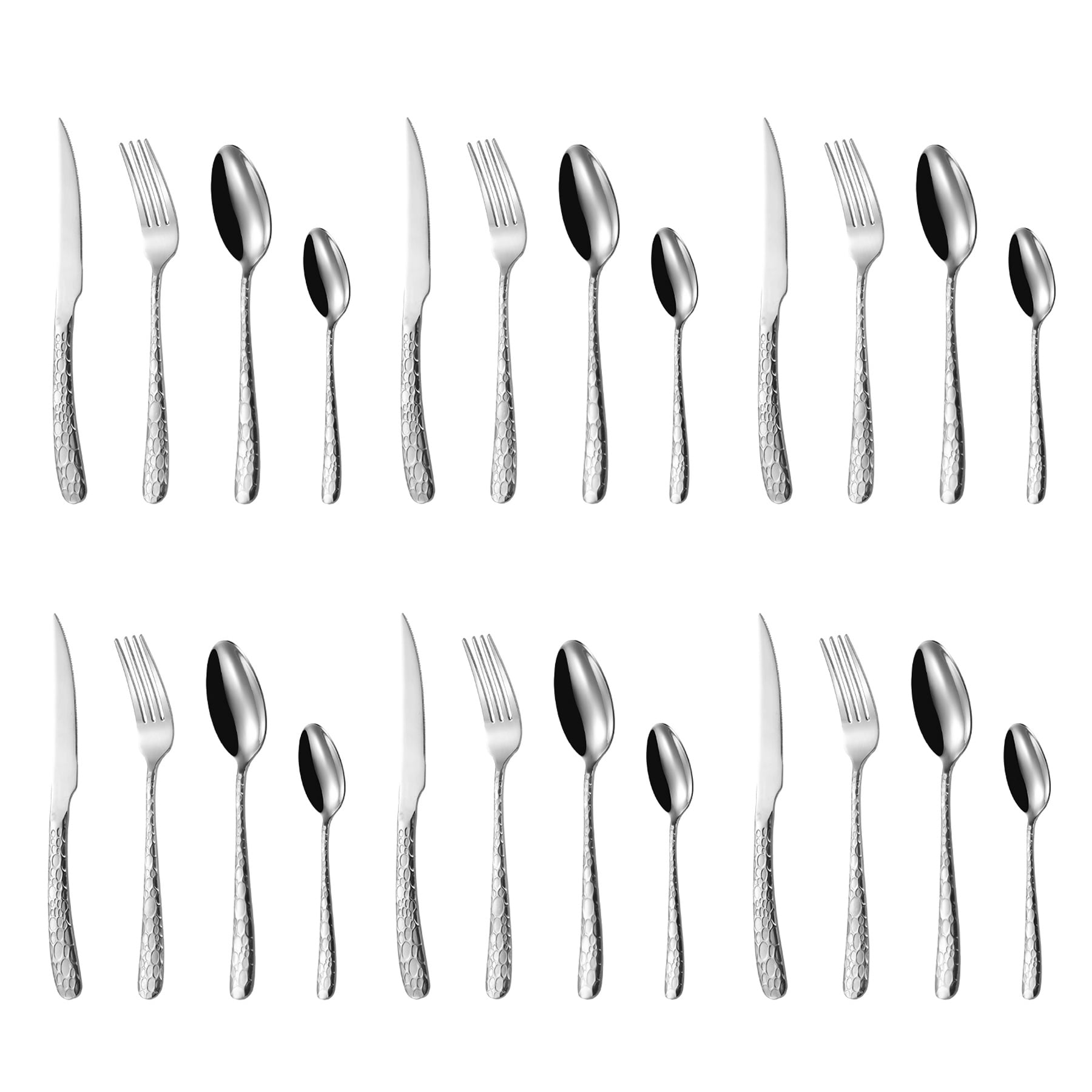 24 piece stainless steel tableware set, embossed, mirror polished ...