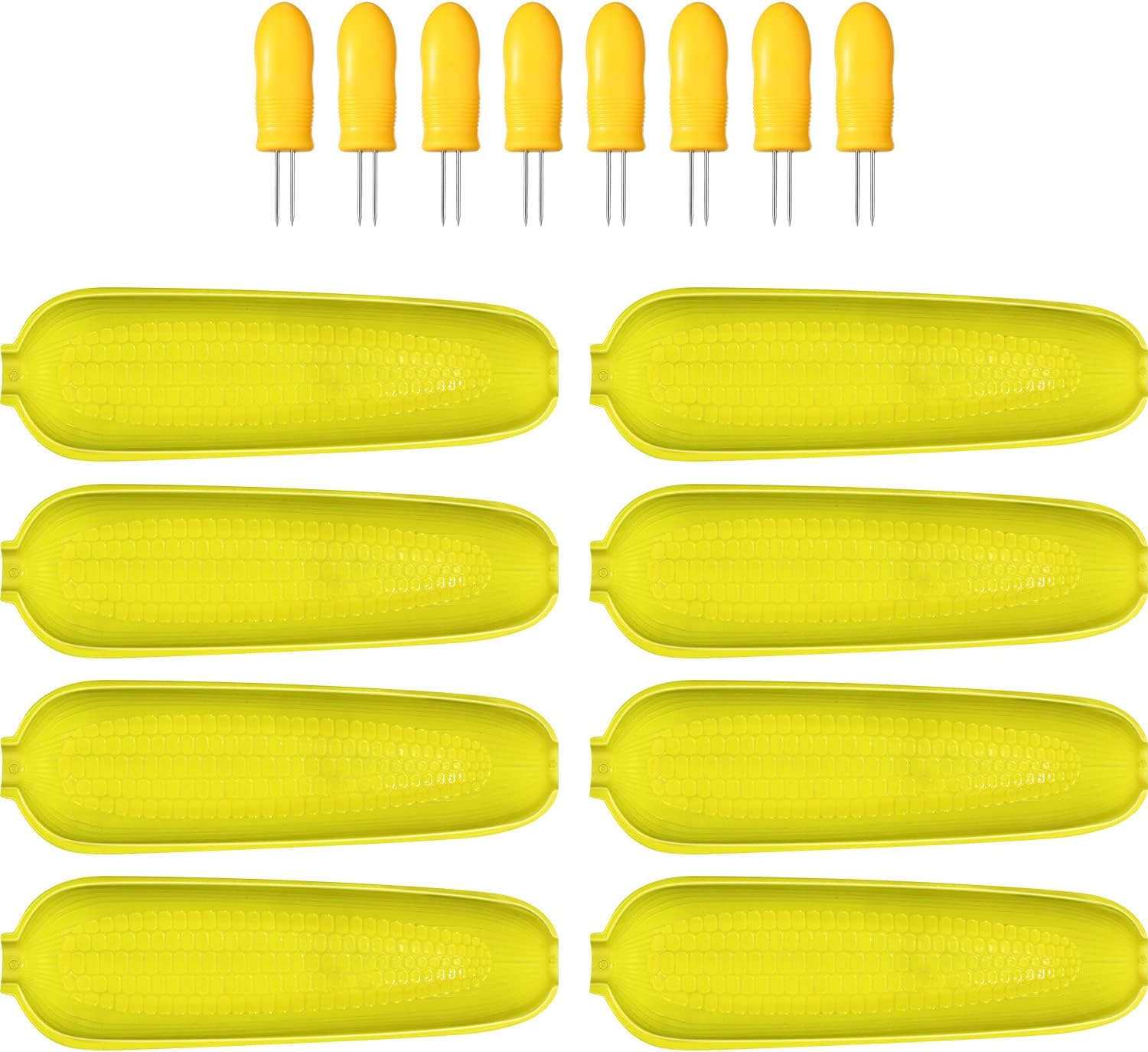 24 Pieces Corn Cob Holders and Dish Set Corn on the Cob Stainless Steel ...