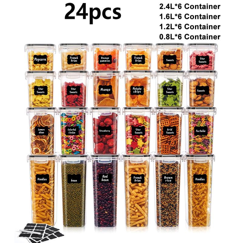 24 sealed food storage containers - kitchen storage boxes, equipped ...