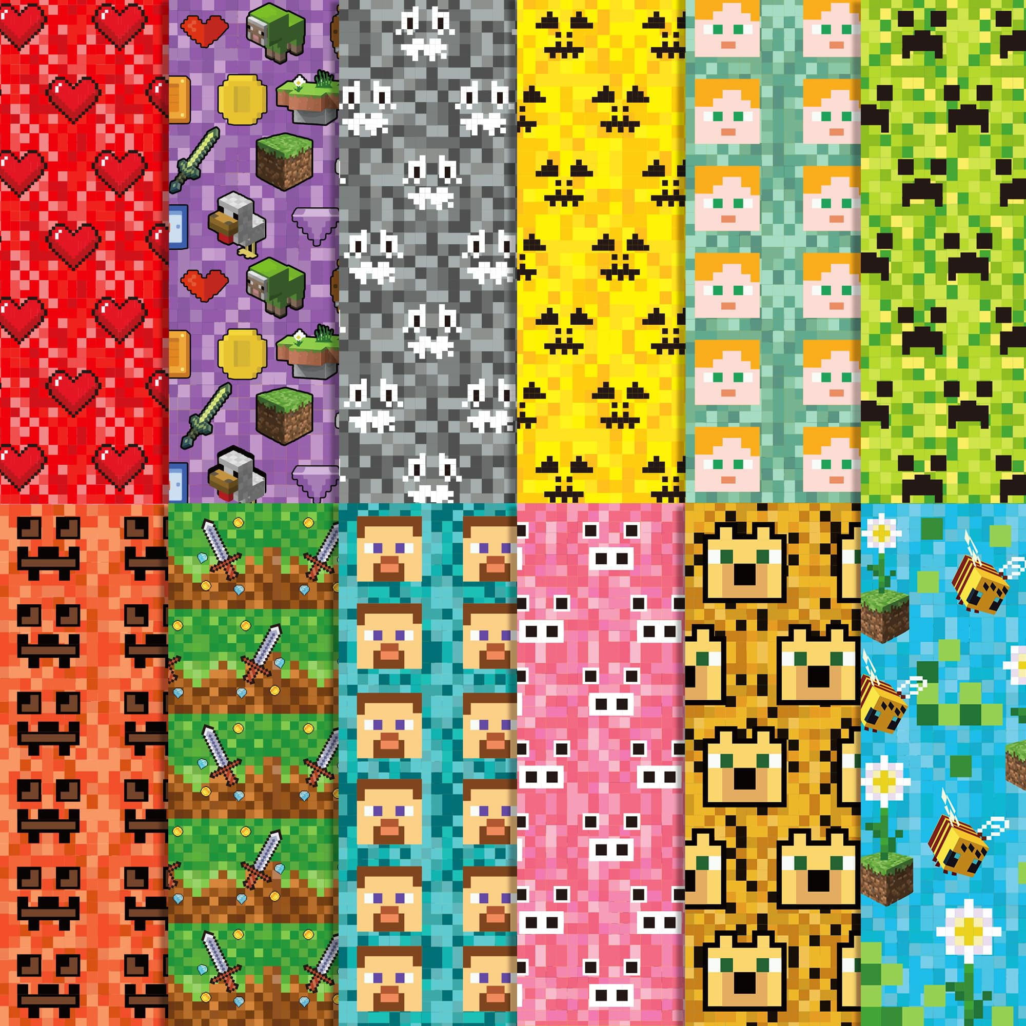 24 sheets Pixel Miner OIF8 Scrapbook Paper, Pixel Miner Pattern Double ...