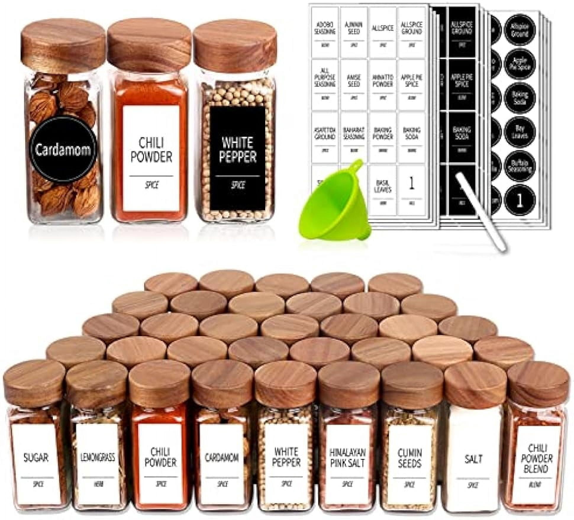 24 spice jars with 547 labels - Glass spice jar with spice bottle cap ...