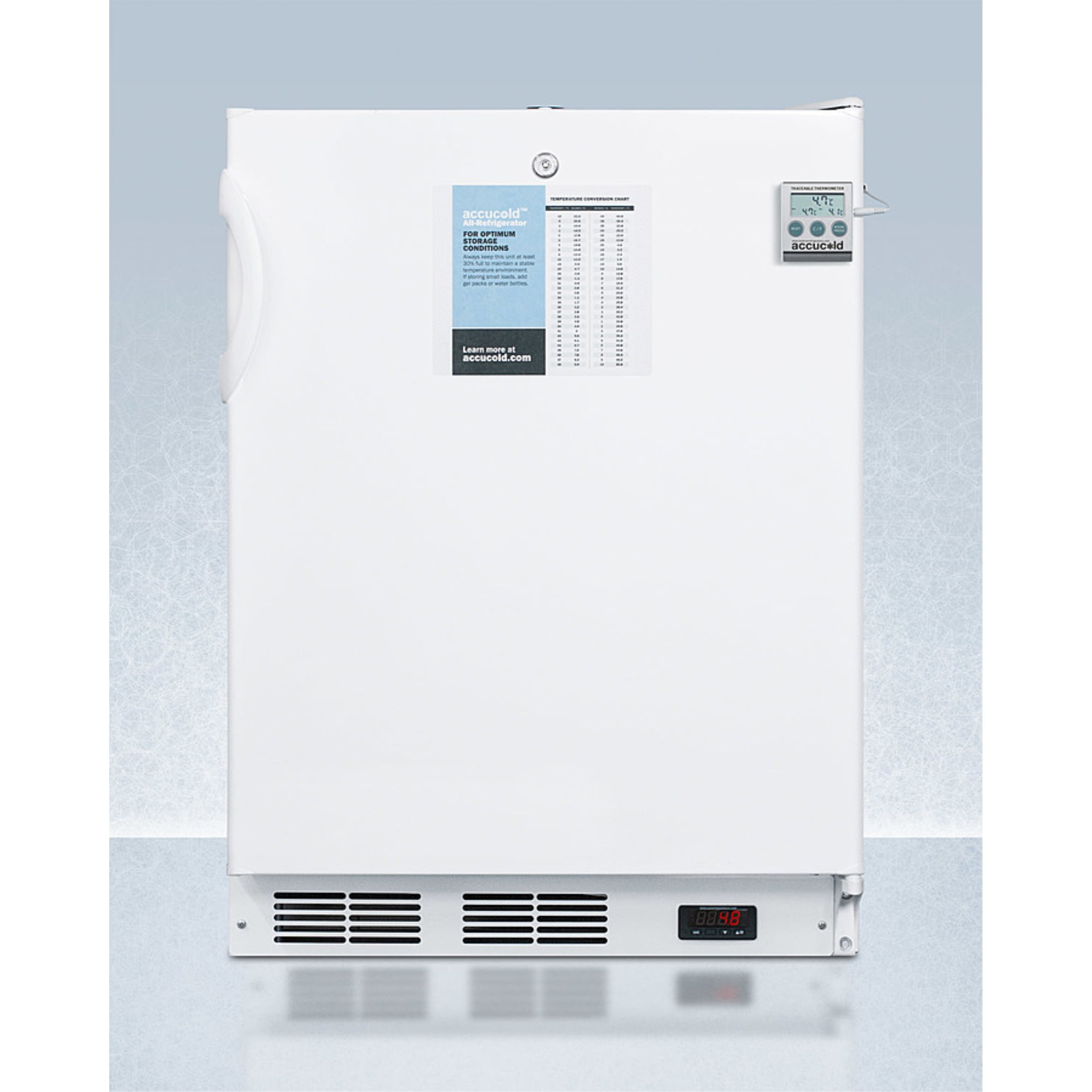 24" wide built-in ADA compliant all-refrigerator in white, auto defrost ...