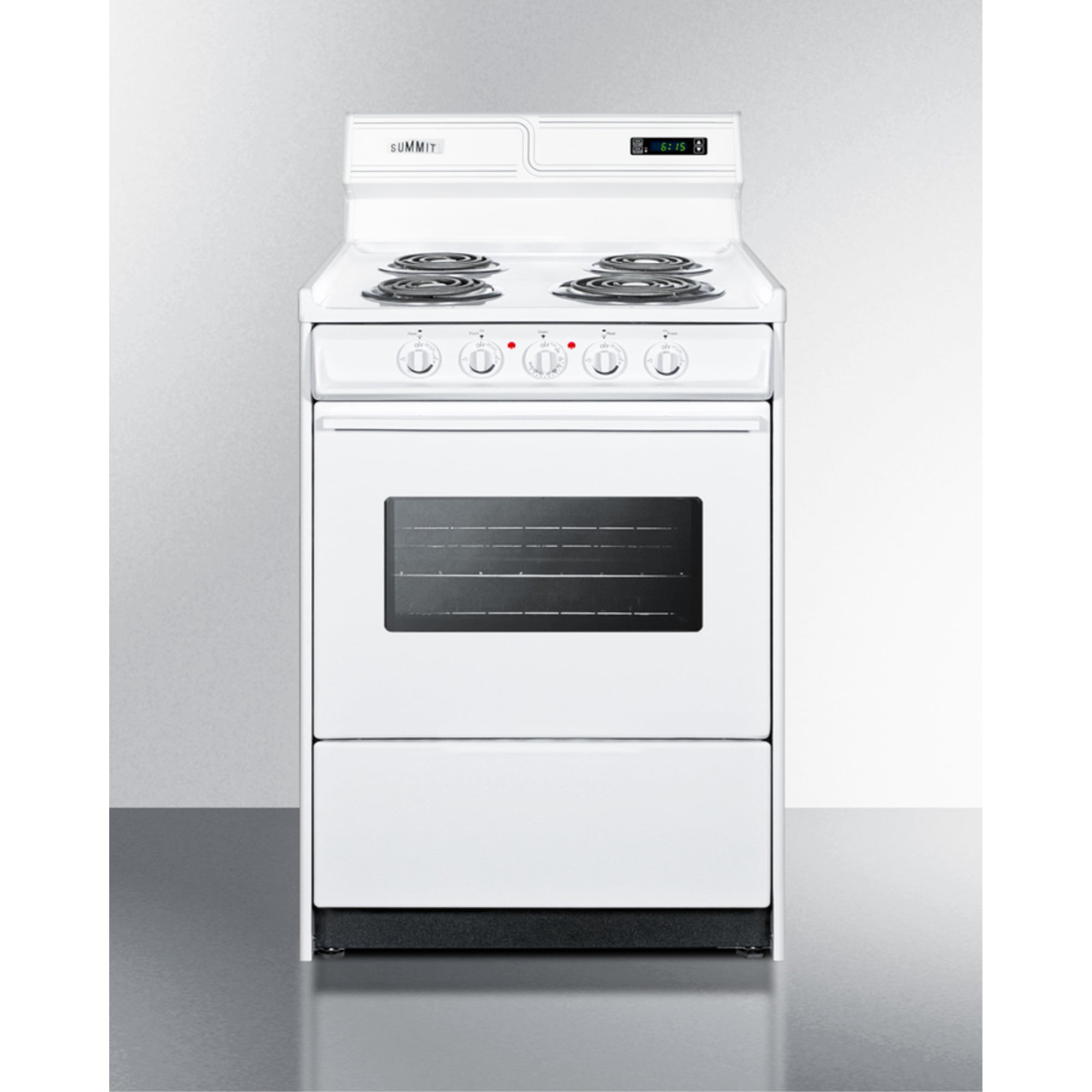 24" wide electric coil top range in white with oven window and high ...