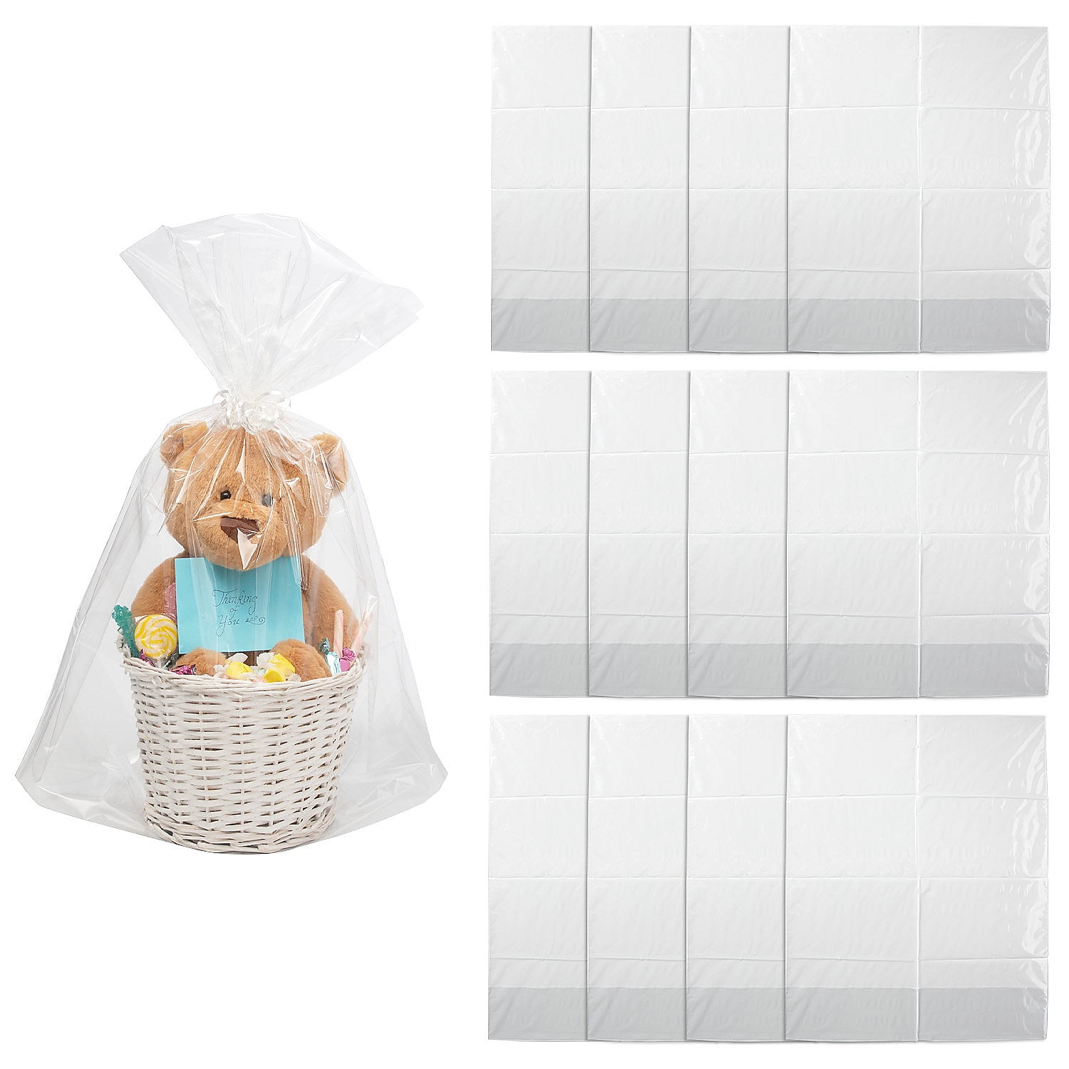 24" x 10" x 30" Extra Large Clear Cellophane Basket Bags - 12 Pieces ...