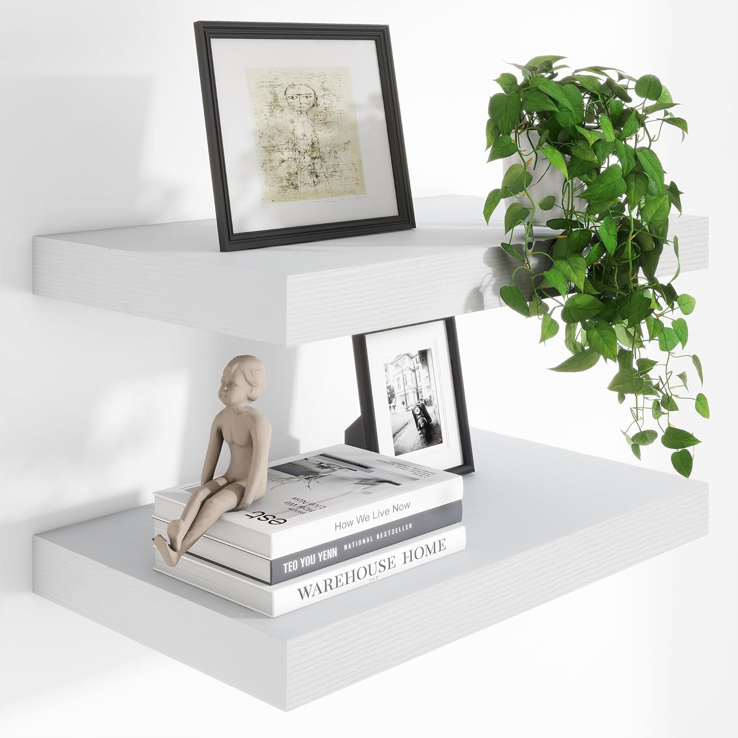 24 x 12 Inch Deep Floating Shelves Wall Mounted with Invisible Brackets ...