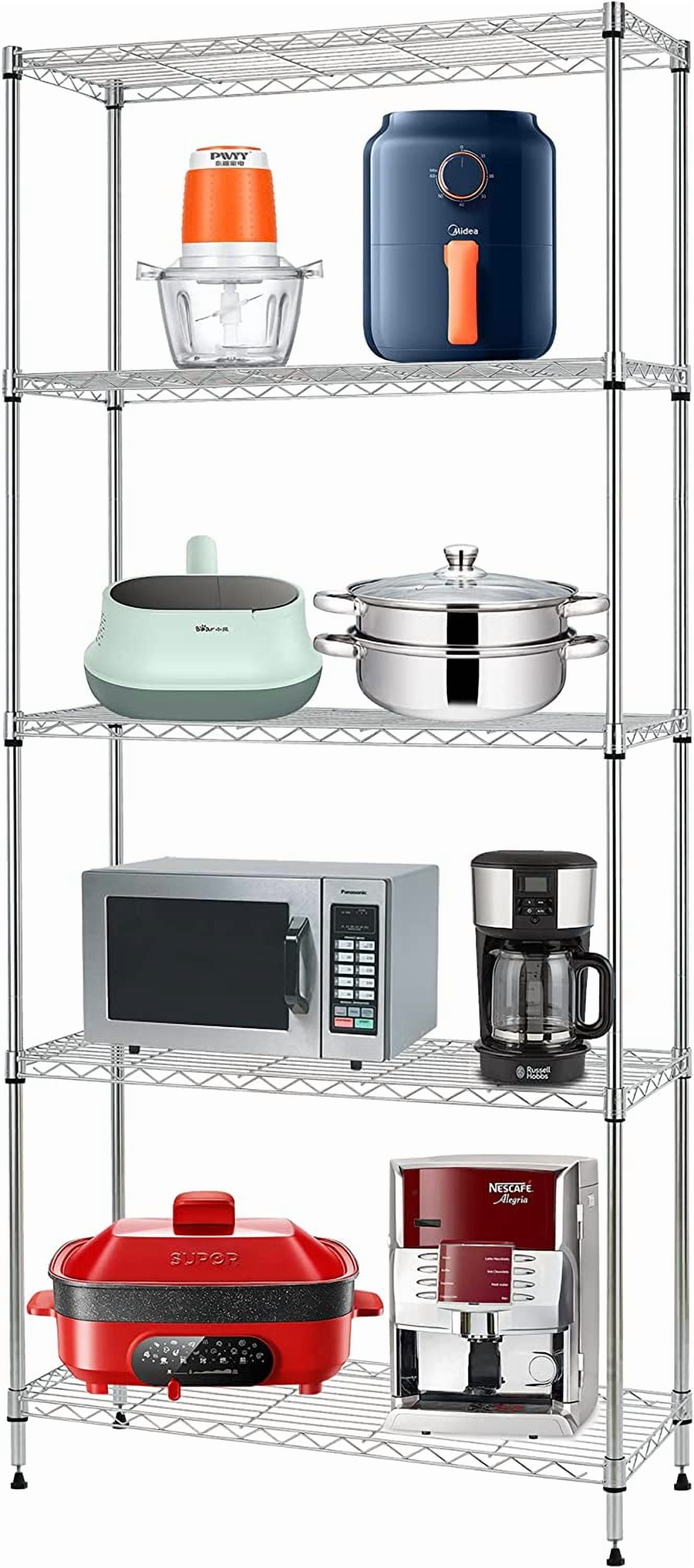 24" x 14" x 60" Chrome Steel Wire Shelving Unit with 5 Tiers for ...