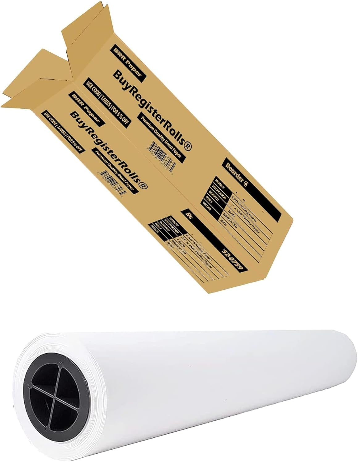 24’’ x 150’ Plotter Paper (New and Premium 1 Roll) 20 lb Uncoated 96 ...