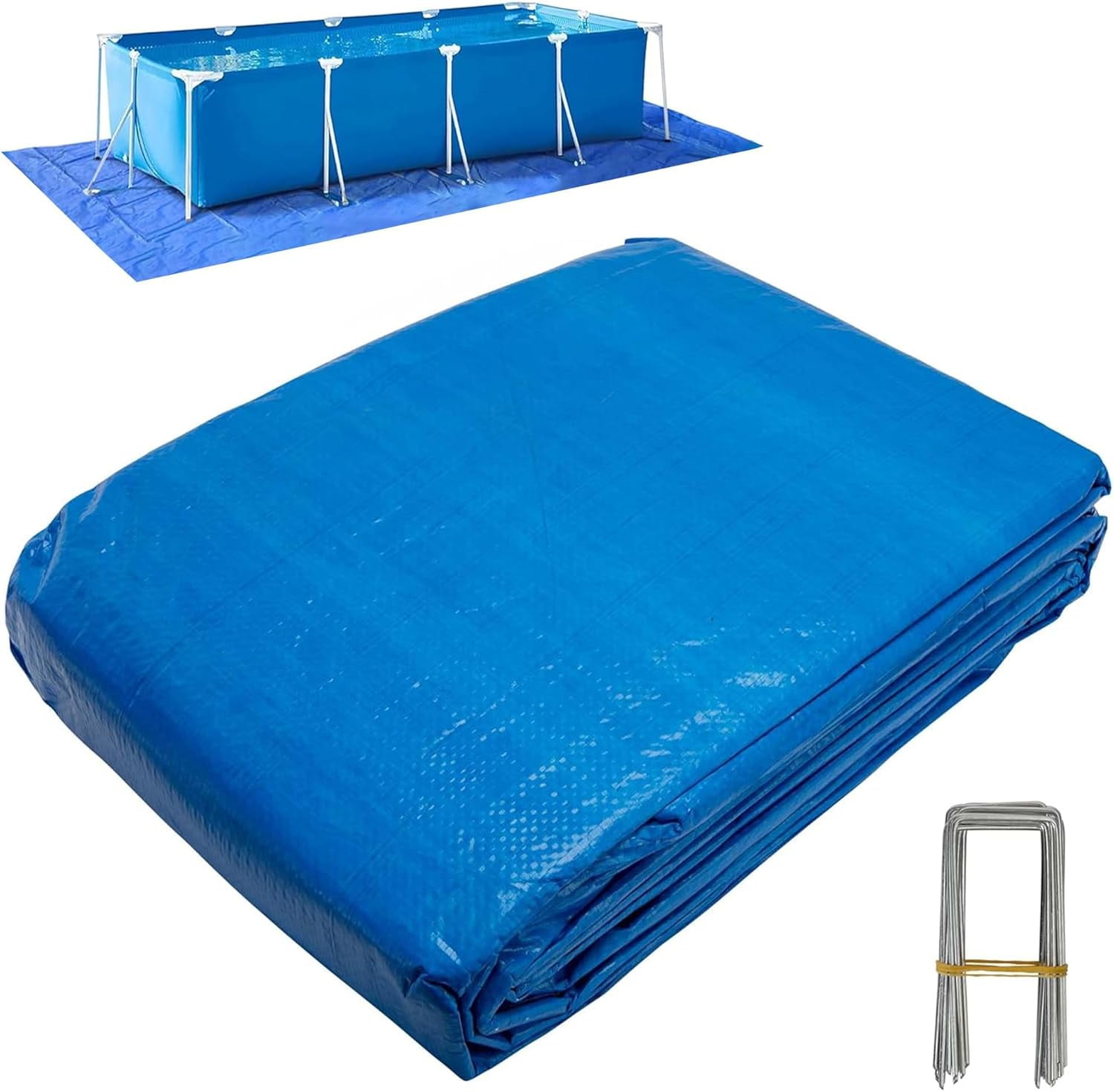 24 x 16 Ft Rectangular Pool Ground Cloths, Waterproof PE Swimming Pool ...