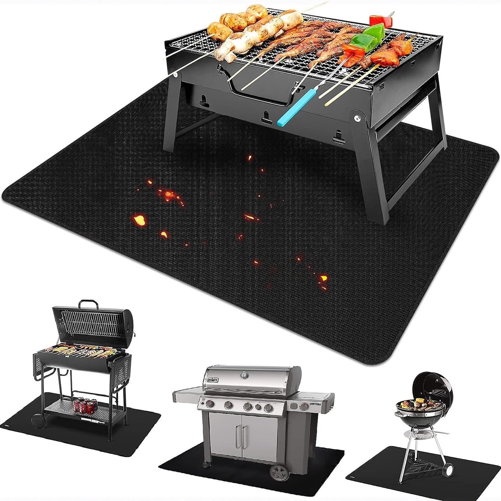 24 x 16 IN Grill Mat Floor Protection, Fireplace Insulation Mat, Non ...
