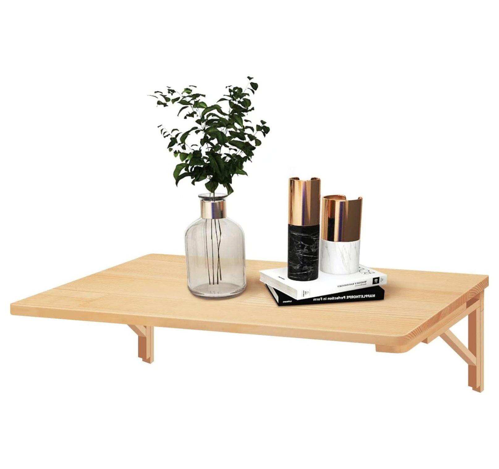 24 x 16 Inch Wall Mounted Folding Table, Pinewood Floating Table ...