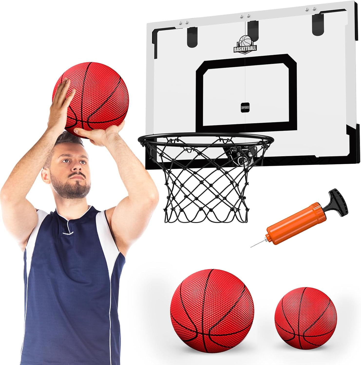 24" x 16" Large Basketball Hoop Indoor for Adults, Over The Door ...