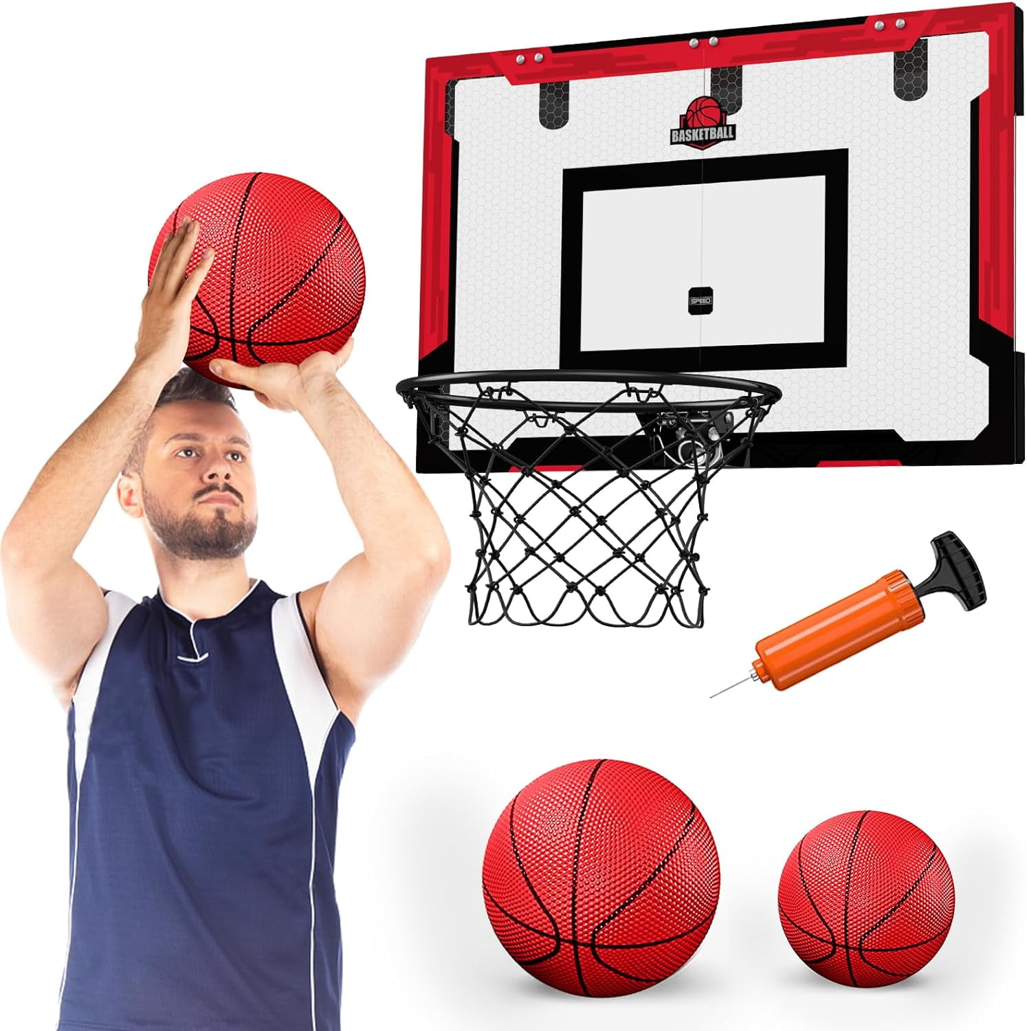 24" x 16" Large Basketball Hoop Indoor for Adults, Over The Door ...