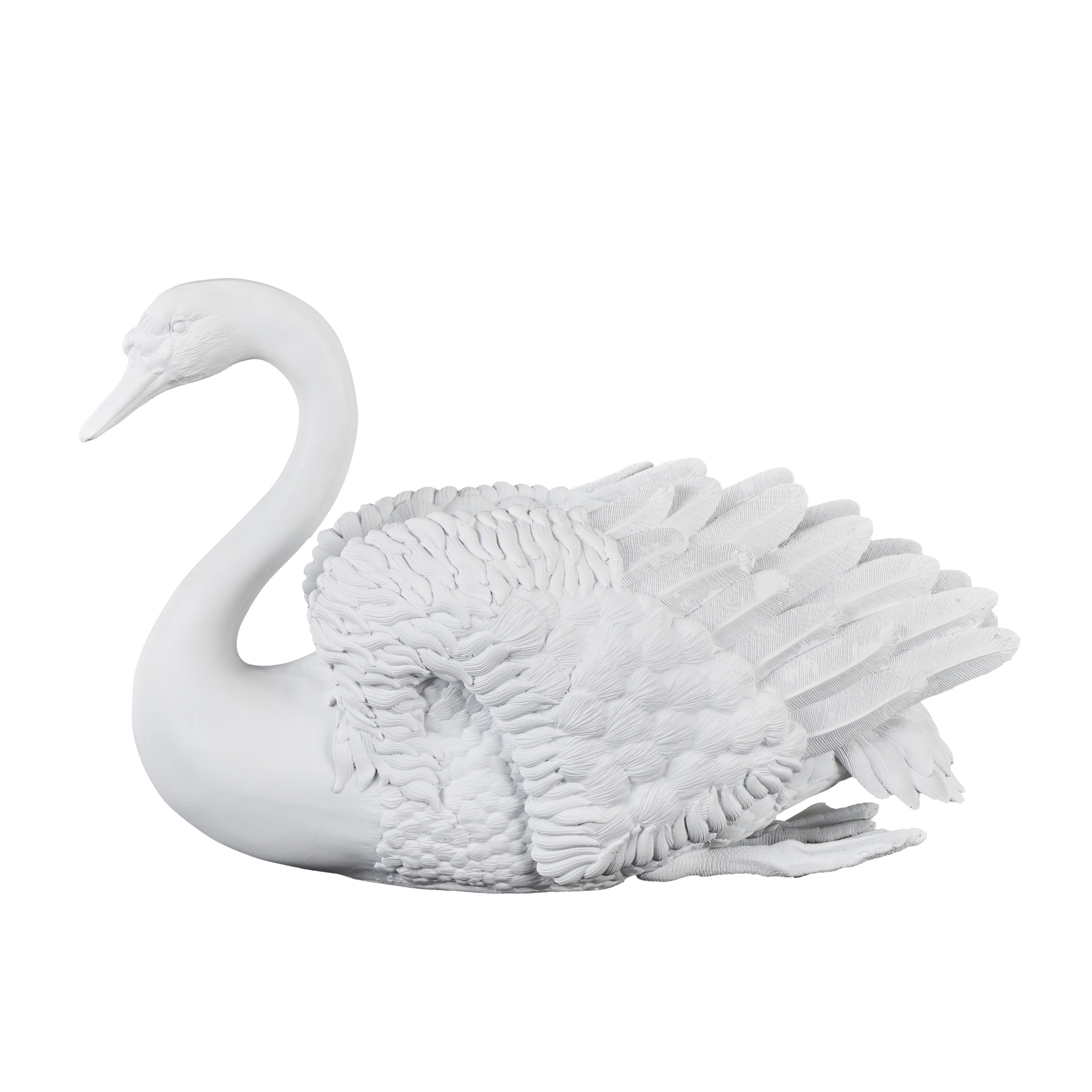 24" x 16" Light Gray Resin Swan Sculpture with Textured Feathers, by ...