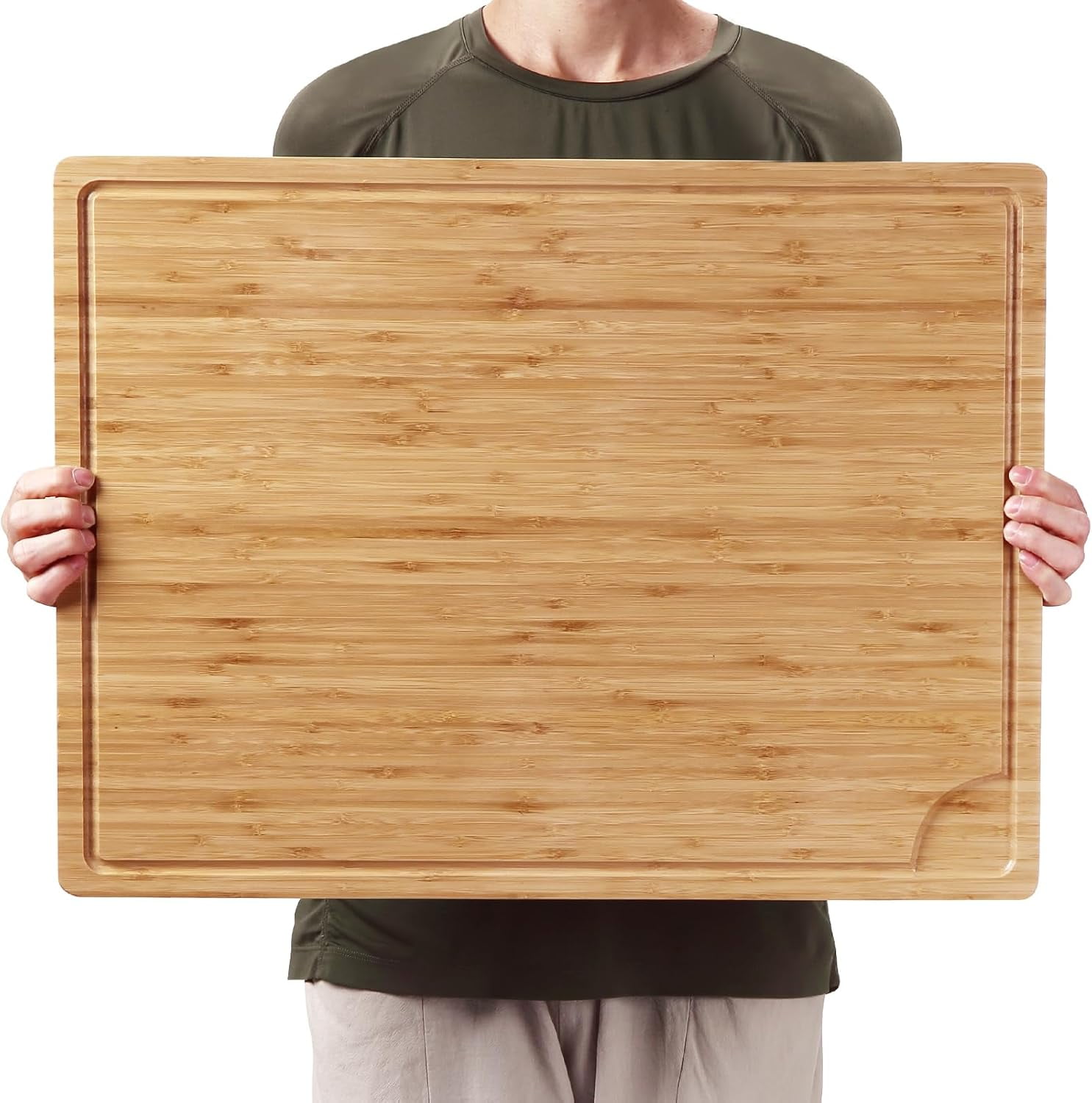 24" x 18" Bamboo Cutting Board, Large Butcher Block Chopping Board with ...