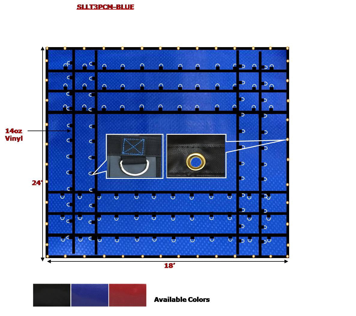 Mytee Products 24' x 18' Flatbed Truck Tarp, 14 Oz Vinyl, 8 FT Drop ...
