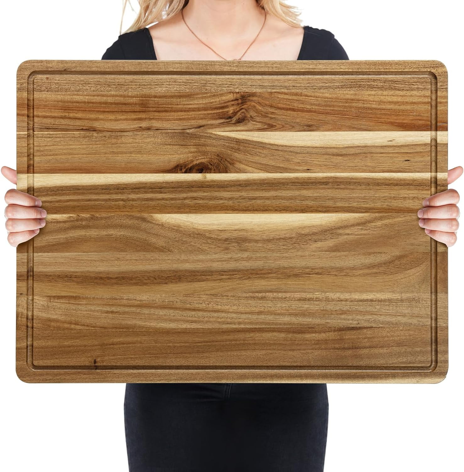 24 x 18 Inch Large Acacia Wood Cutting Board, Reversible Wooden Butcher ...