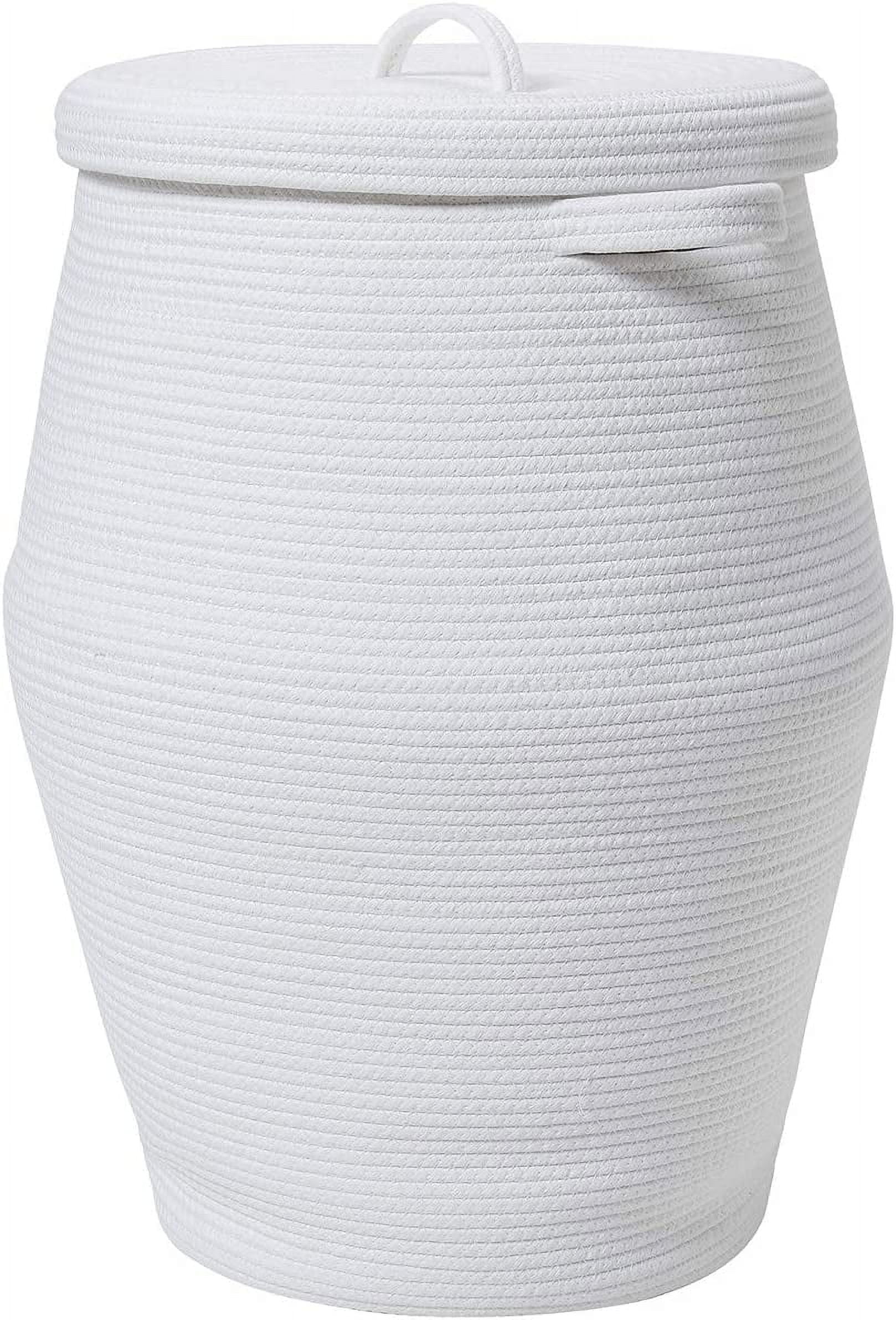 24" x 18" Tall Extra Large Storage Basket with Lid, Cotton Rope Storage ...
