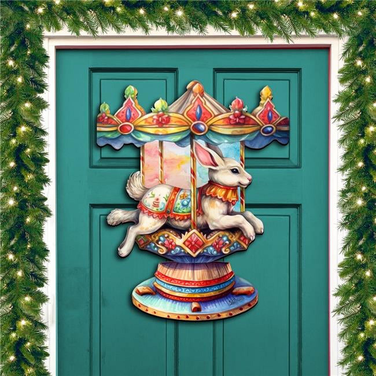 24 x 18 in. Carousel Bunny Holiday Christmas Door Decor - Walmart.com