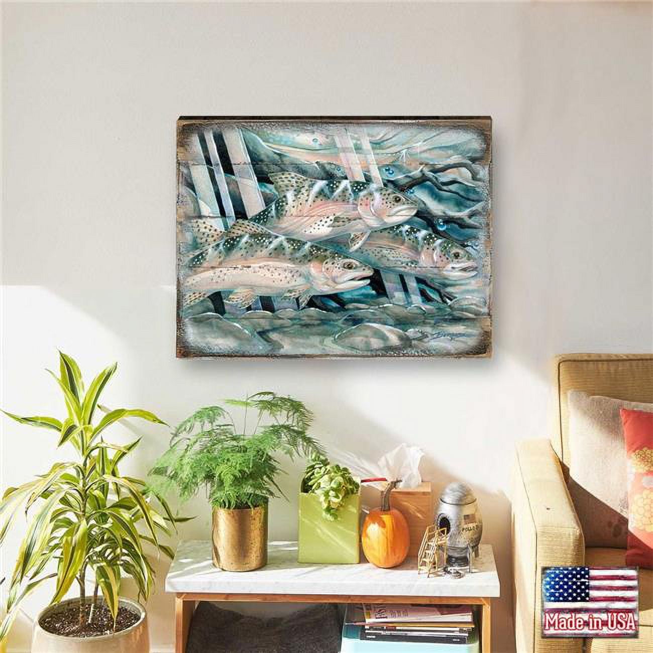 24 x 18 in. Catch the Rainbow Trout Wooden Wall Art - Large - Walmart.com