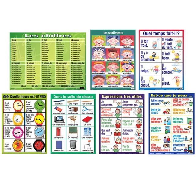 24 x 18 in. French Essential Classroom Posters Set - Walmart Business ...