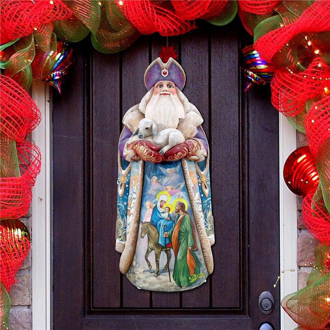 24 x 18 in. Santa & the Guardian Angels Door Decor - Walmart.com