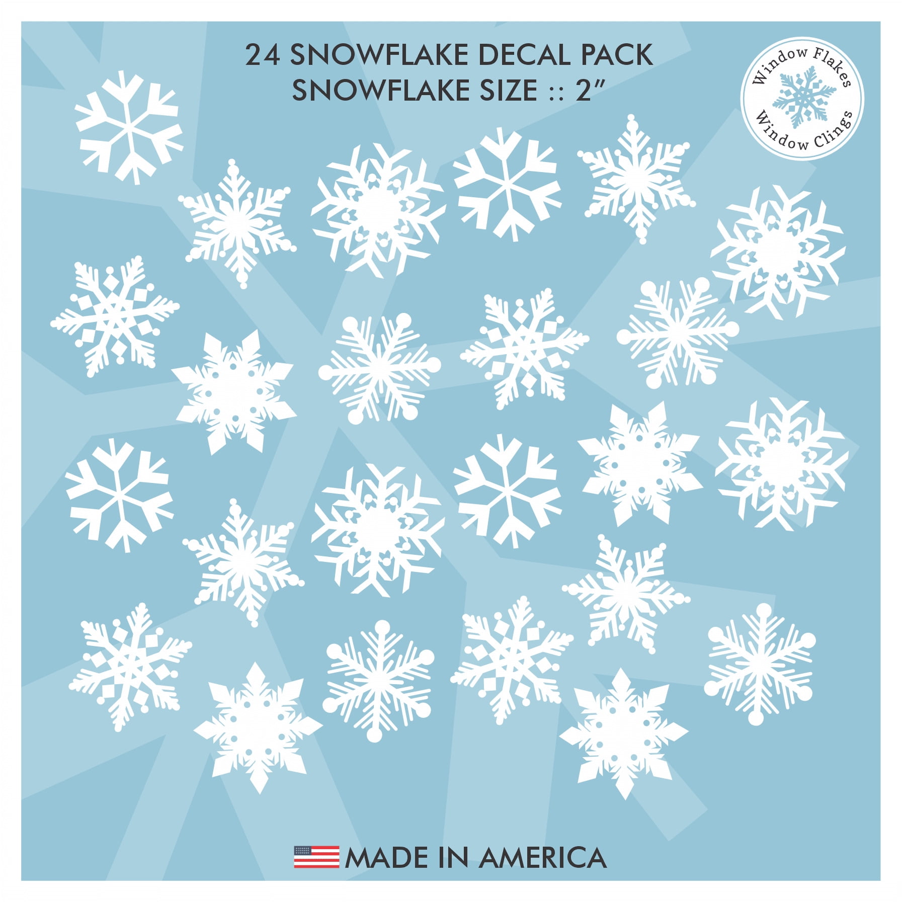 24 x 2" Christmas Snowflake Window Cling Decals. Vinyl Snowflake Home ...