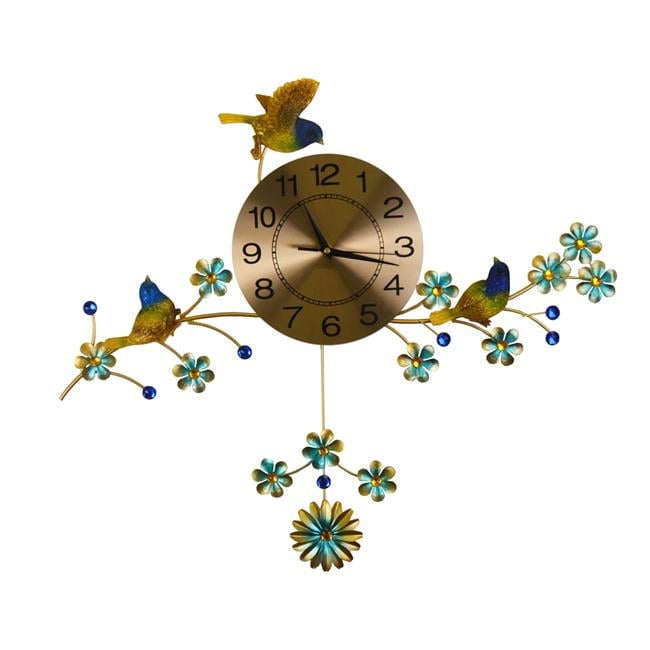 24 x 22 in. Wall Clock with 3 Birds & Pendulum - Walmart.com