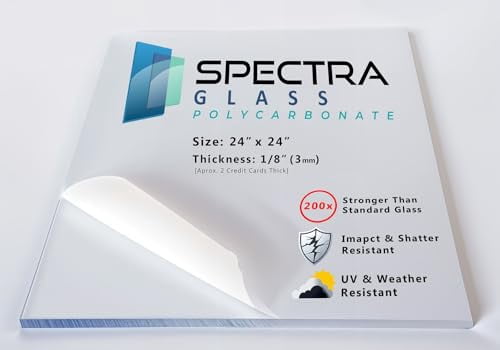 24" x 24" (1/8" Thick) Spectra Glass Clear Polycarbonate Lexann Plastic ...