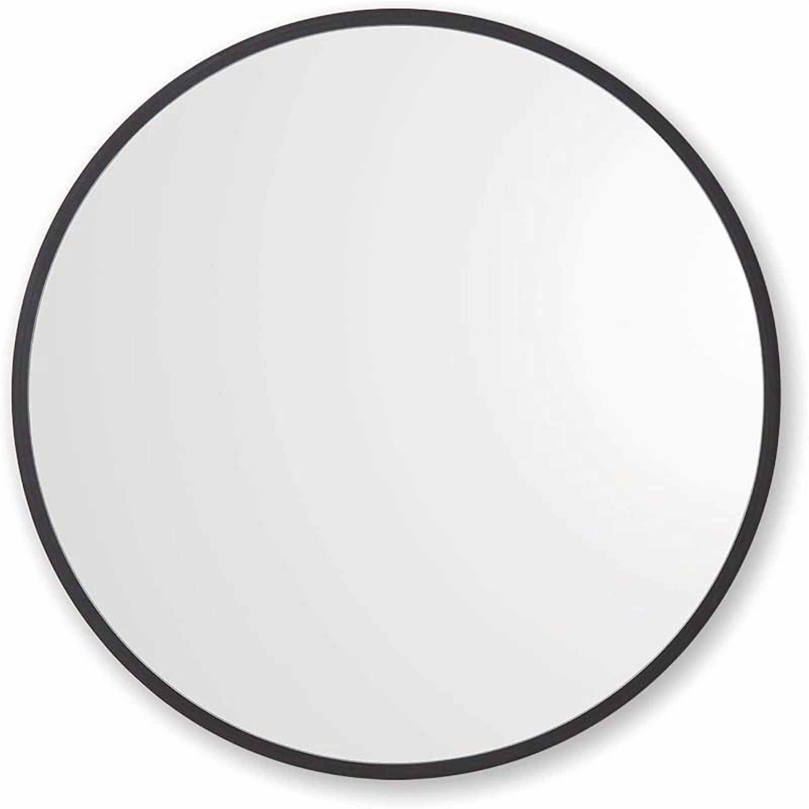 24” x 24” Black Rubber Framed Mirror | Round Bathroom Wall Mirror ...