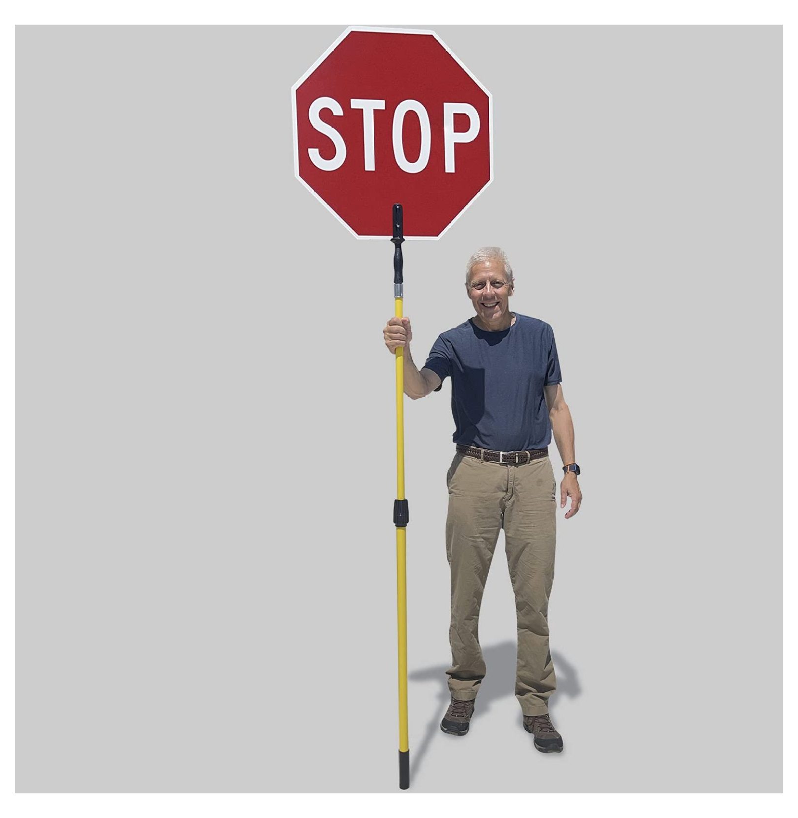 24" x 24" Handheld 'STOP - STOP' Crossing Guard Paddle with 6 feet ...