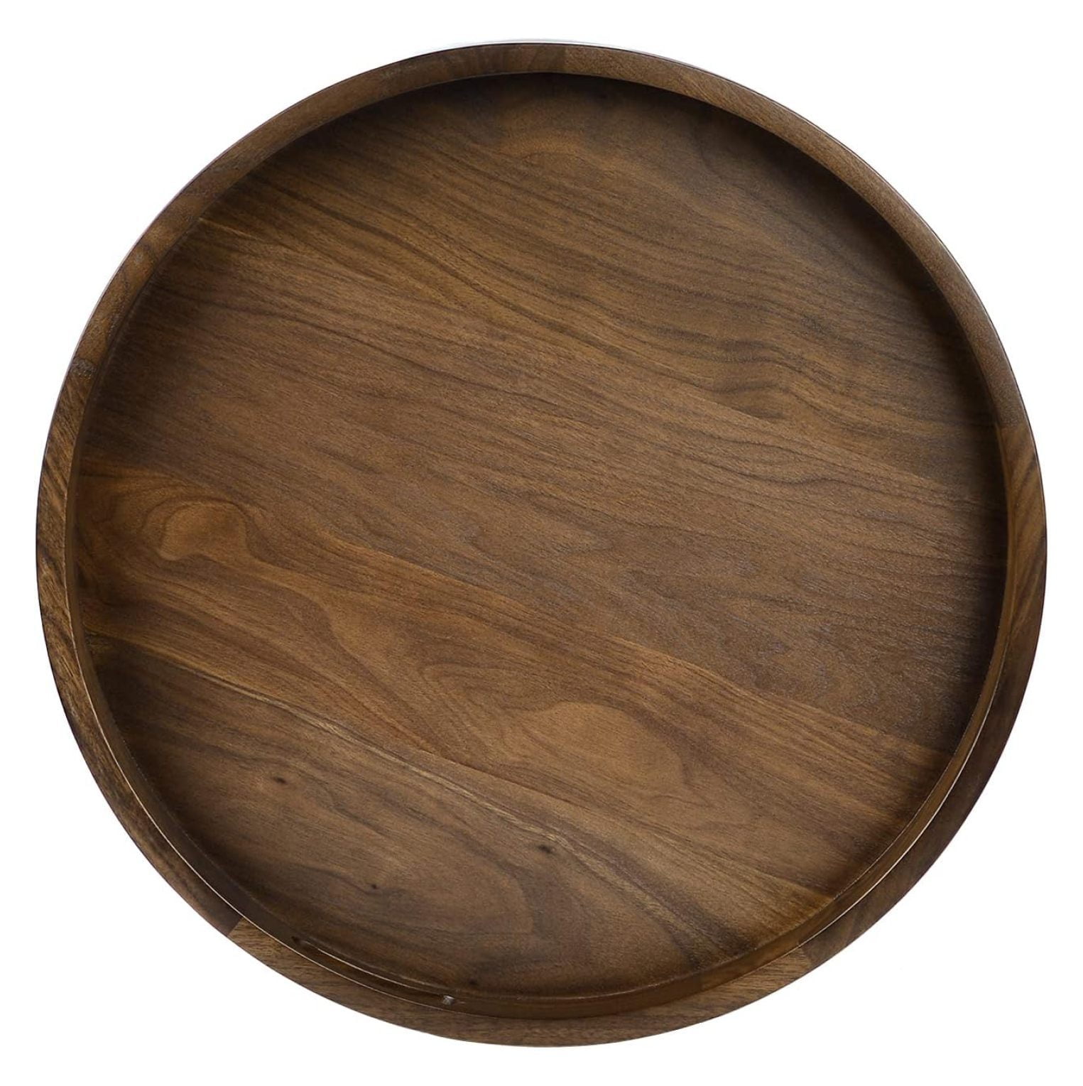 24 x 24 Inches Black Walnut Large Ottoman Tray Round Table Tray Wooden ...