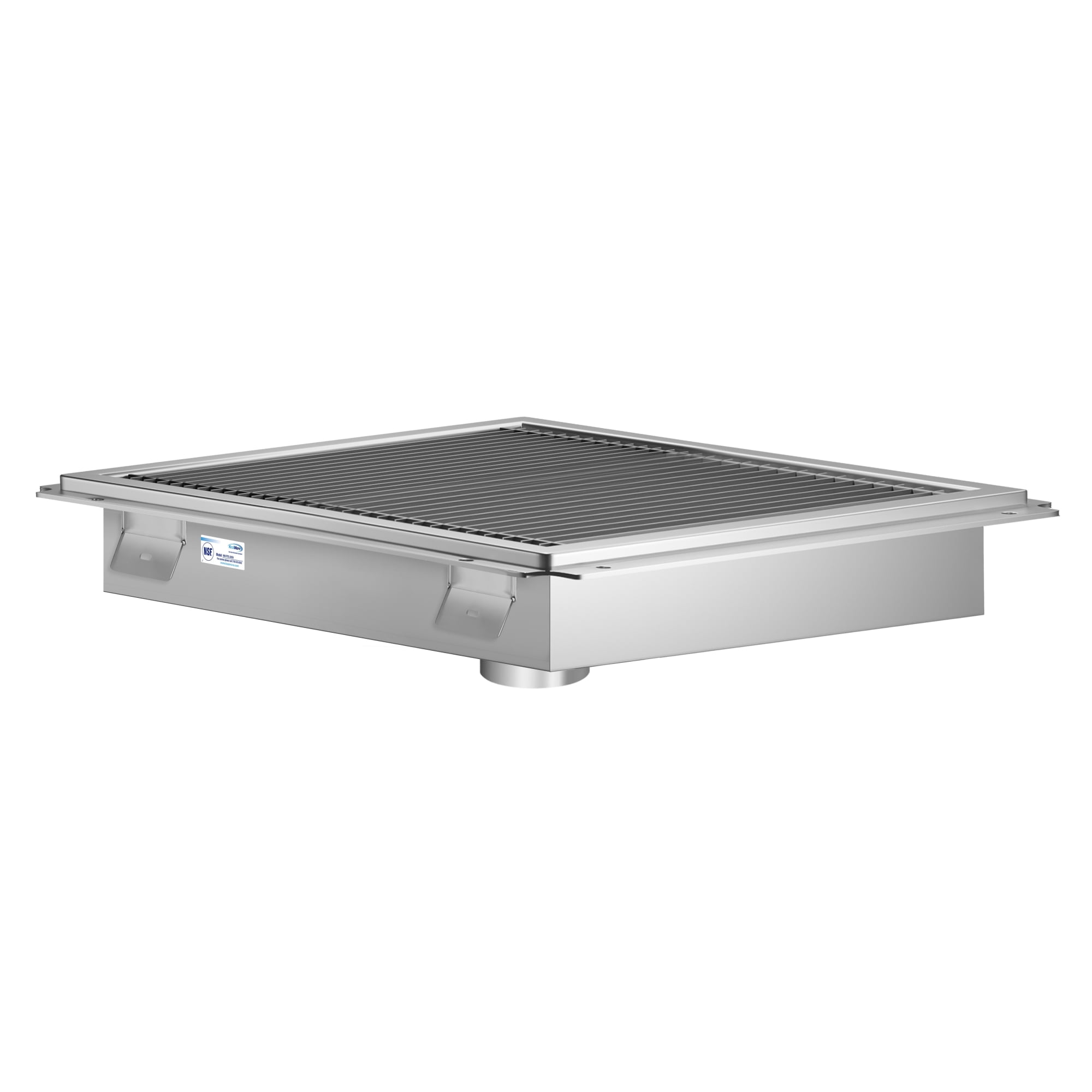 24" x 24" Stainless Steel Floor Trough Drain, 14-Gauge with Subway ...