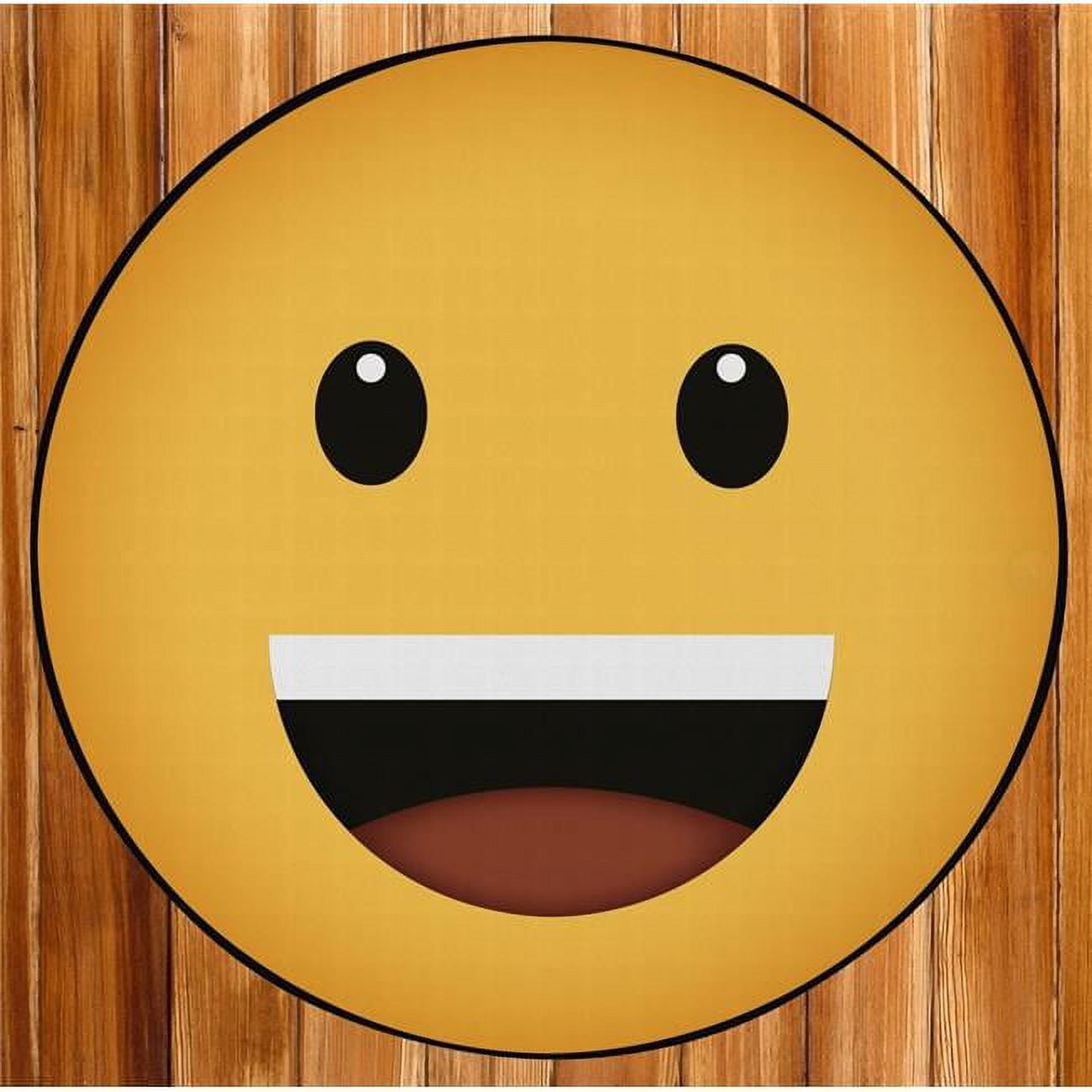 24 x 24 ft. Emoji Style Funny Smiley Face Kids Area Rug, Yellow - Extra ...