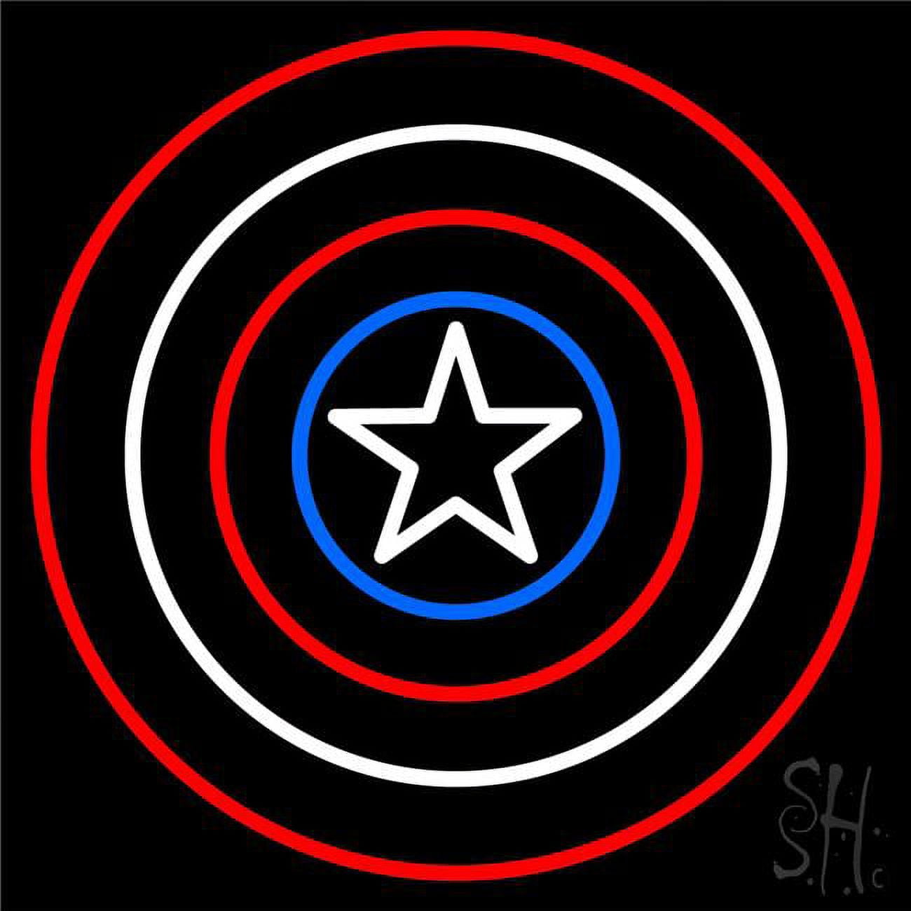 24 x 24 in. Captain America Shield Neon Sign - Blue, White & Red ...